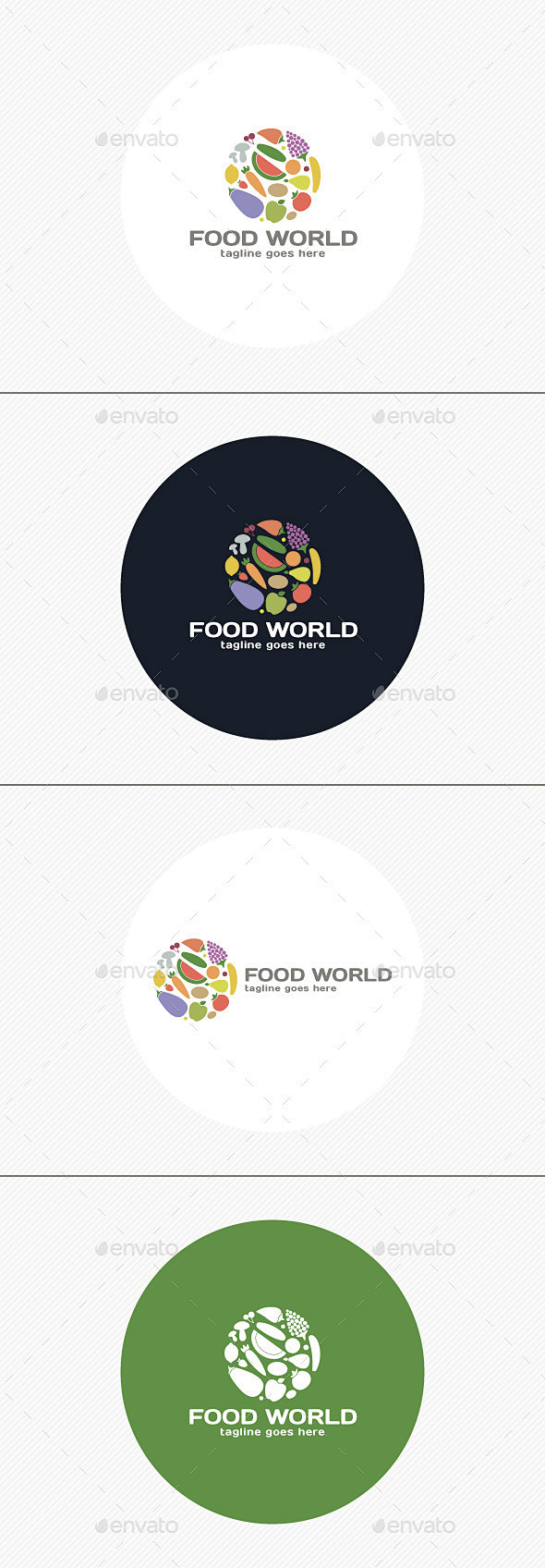 食物世界标志标识模板Food World Logo - Food Logo Templates清洁,烹饪,美味,交付,晚餐,吃,生态,环保产品 ...