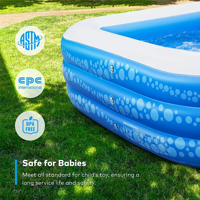 Amazon.com: Inflatable Swimming Pool, Hesung 118" X 69" X 21" Full ...