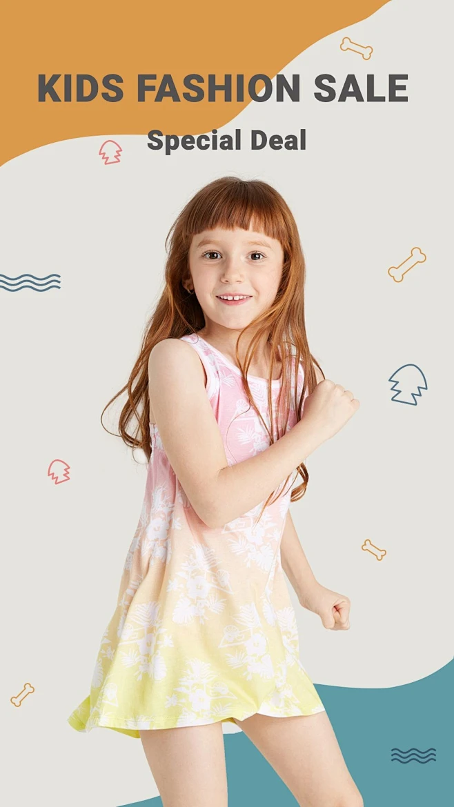 Color Block Element Children's Fashion Sale Promotion Ecommerce Story素材-花瓣网