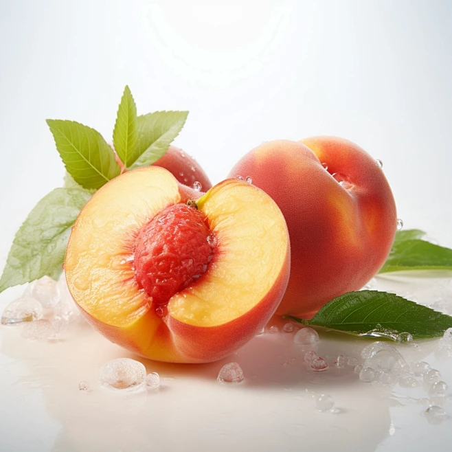 Product photography, a Peach, white background, ground Peach, Peach ...