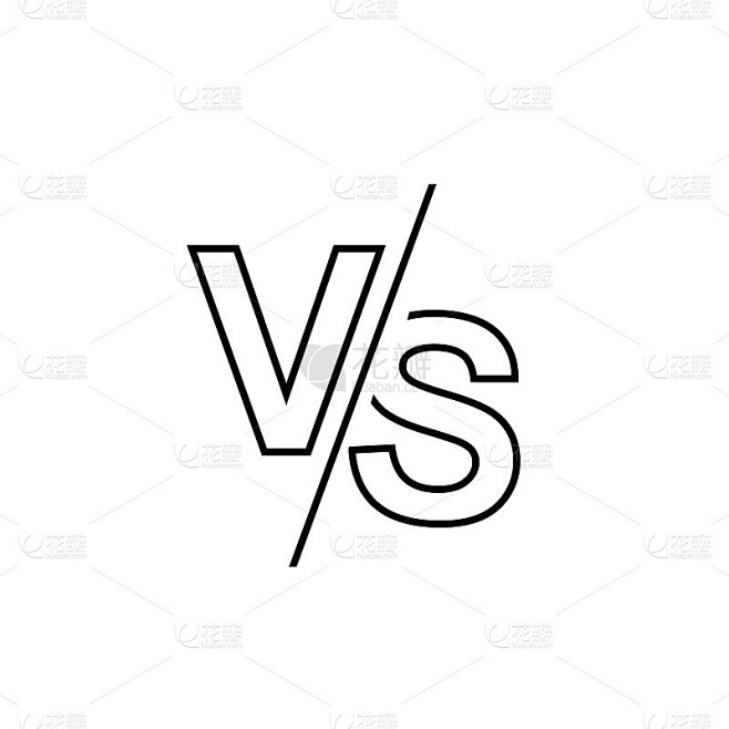 VS字母矢量标志线图标孤立在白色背景上。VS VS符号为对抗或对立的设计理念