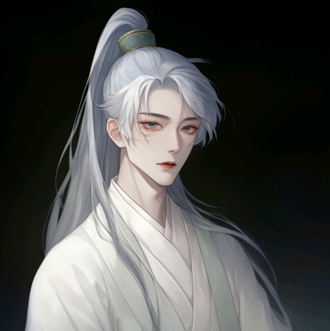 古风二次元美男子，古风头像，古风美男，战损，白毛控，白衣控-花瓣网