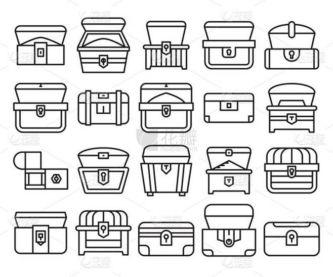 宝箱图标集向量