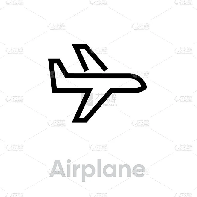 Aircraft icon vector editable line on white素材-花瓣网