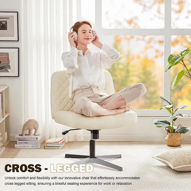 Amazon.com: Weture Armless Office Desk Chair, Cross Legged Chair No ...