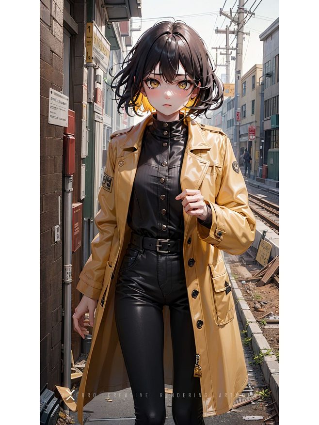 斧头哥Axebro-二次元女孩风衣穿搭-AI绘画/素材-微元素 - Element3ds.com!