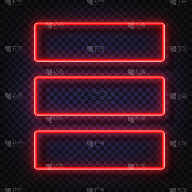 Neon light banners set. Vector Neon light frame si
