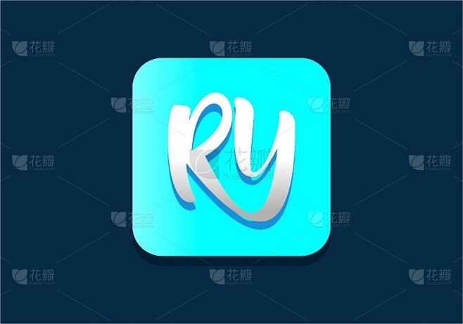蓝色的RY首字母设计