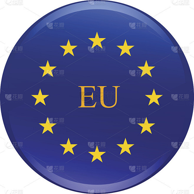 欧盟旗帜图标矢量在创造性的3D设计