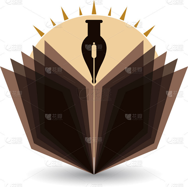 明亮的书和笔徽标