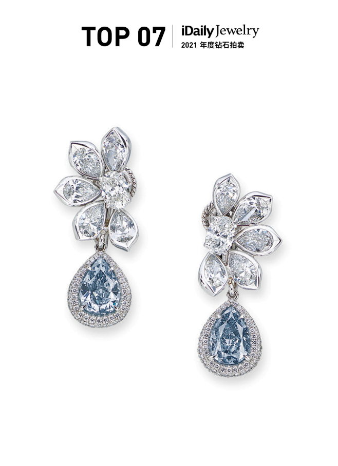 07-3.06ct Fancy Vivid Blue 蓝钻VS2 净度，水滴形切割。2.61ct Fancy Vivid Blue 蓝钻VS2 净度，水滴形切割。蓝钻耳坠成交价5785万港元 ...