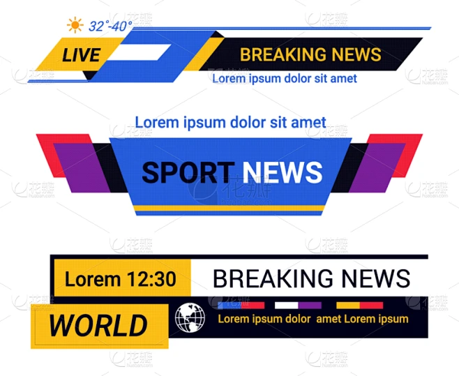 breaking news bars and tv live report headers素材-花瓣网