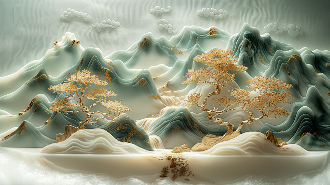 ls7623_Gold_inlaid_jade_carving_soft_lines_flowing_lines_Chines ...