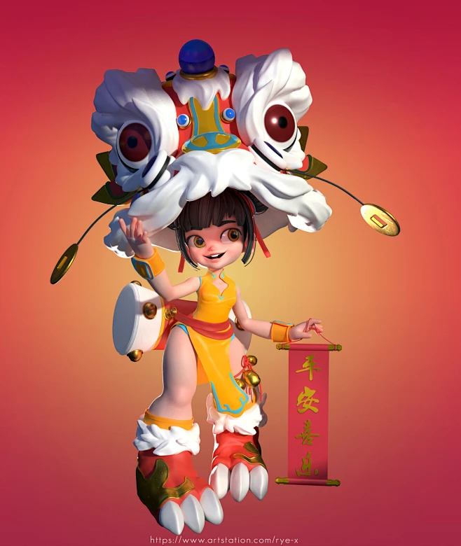 Miss Lion Dance wishes everyone a happy Dragon Boat Festival-花瓣网