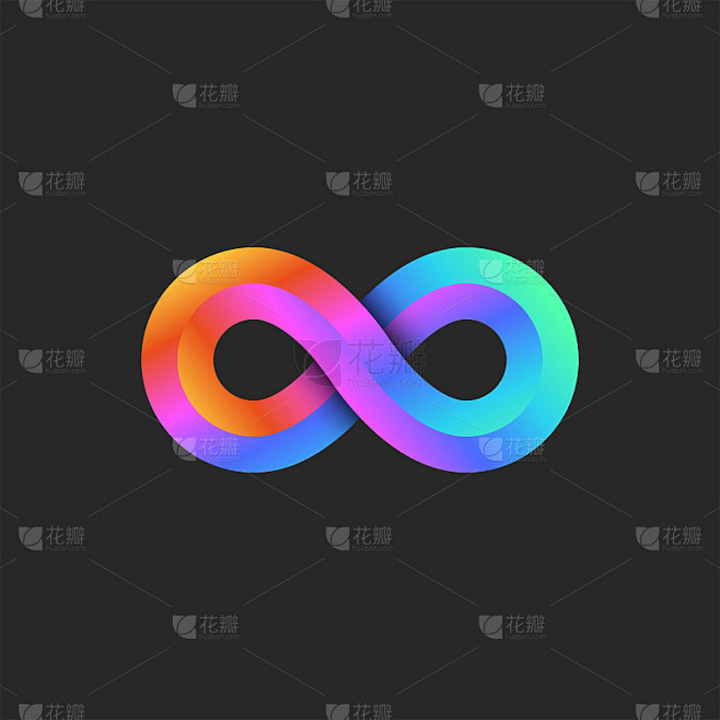 Infinity logo 3d geometric shape, bright gradient