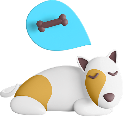 狗梦见骨头 3D 插图