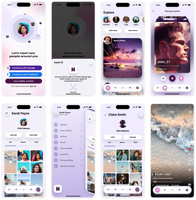 约会交友app ui .fig素材下载 - 豆皮儿UI-花瓣网