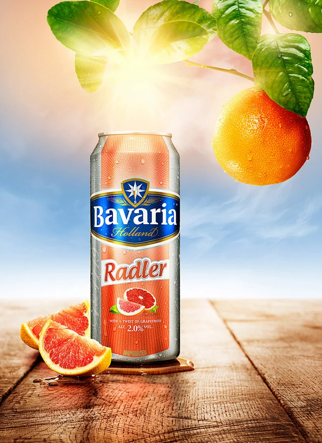 Bavaria Radler啤酒PS创意合成，来源自黄蜂网http://woofeng.cn/图片_海报图片素材-花瓣网