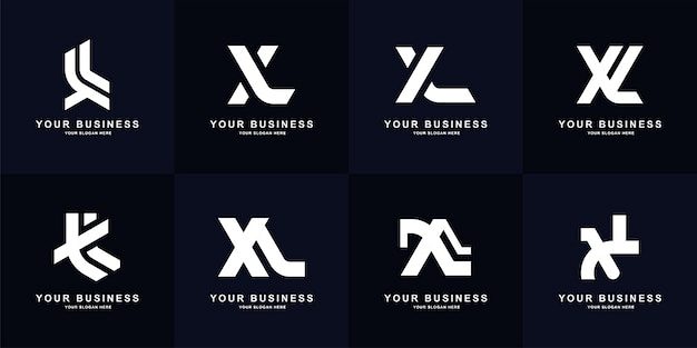 矢量集合字母 xl 或 lx 会标标志设计