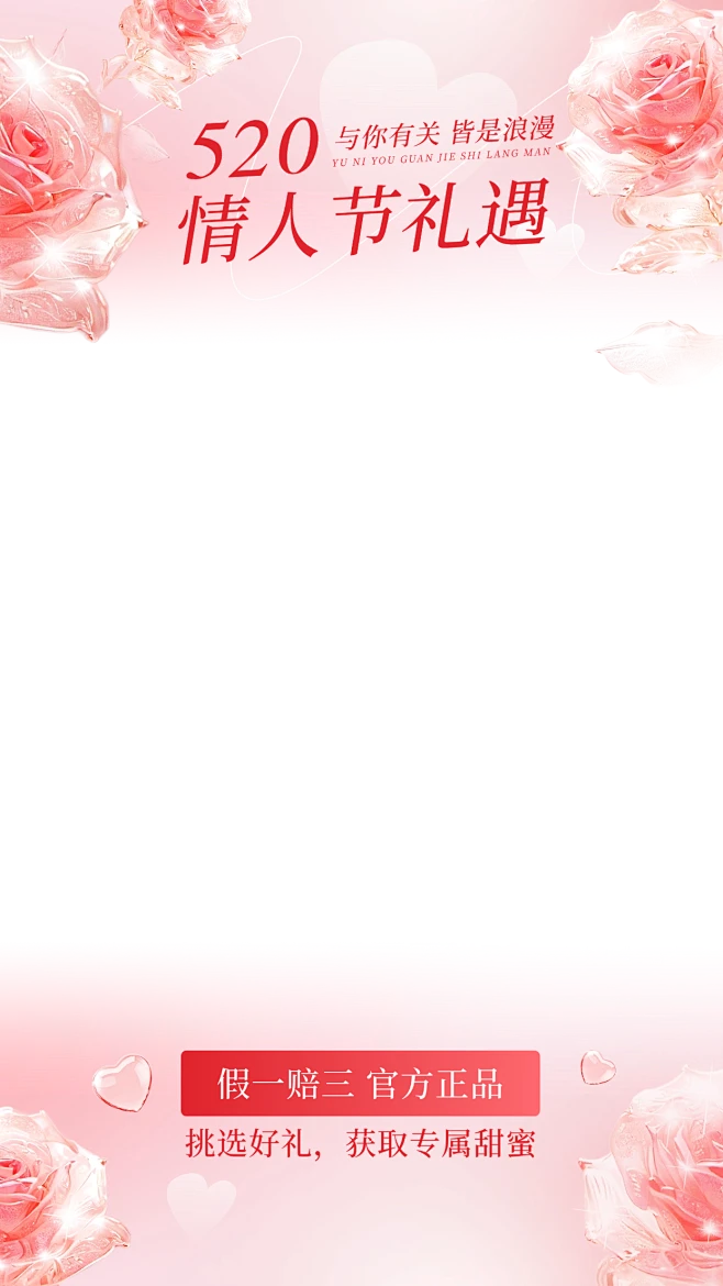 520梦幻风清透质感玫瑰直播贴片背景直播上下贴片AIGC-花瓣网