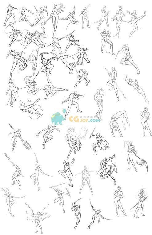 武器 格斗 武术 打斗pose参考——动画人必看 - 游戏动画 - CGJOY