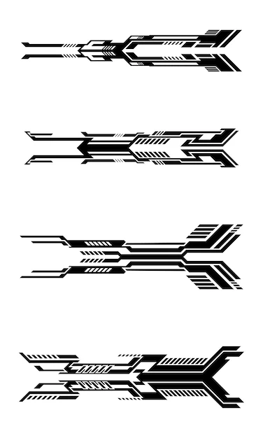 Premium Vector | Set of abstract futuristic techno geometric stripes ...