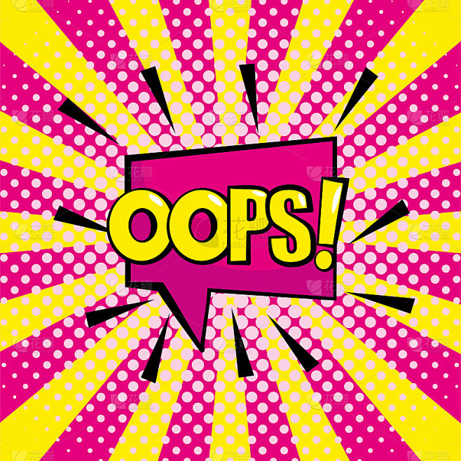 square with oops pop art message