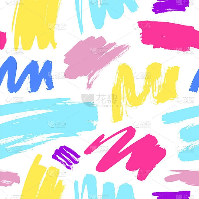 彩色笔画的无缝图案素材-花瓣网
