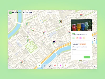 Waste sorting interface geo gis map environment location ecology separate waste collection-花瓣网