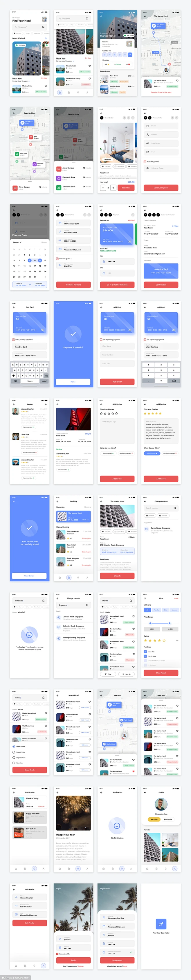 成套酒店预定app ui .fig素材下载-花瓣网