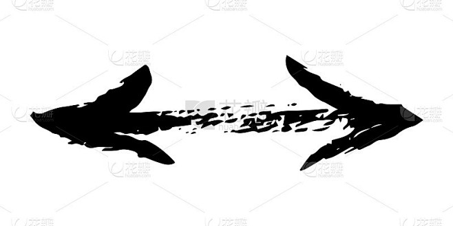 Hand painted two head arrow drawn with ink brush