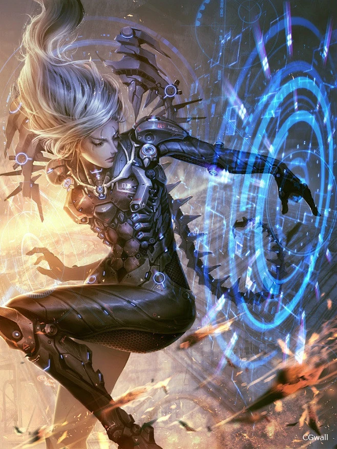 CGwall游戏原画网站_未来科技-女机器人-花瓣网