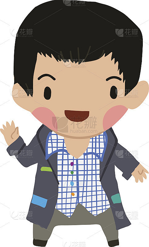 卡通休闲小男孩男孩的平面图标。