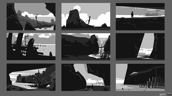 场景构图黑白构成画面构成黑白稿来自cgbook.cn (31)-花瓣网