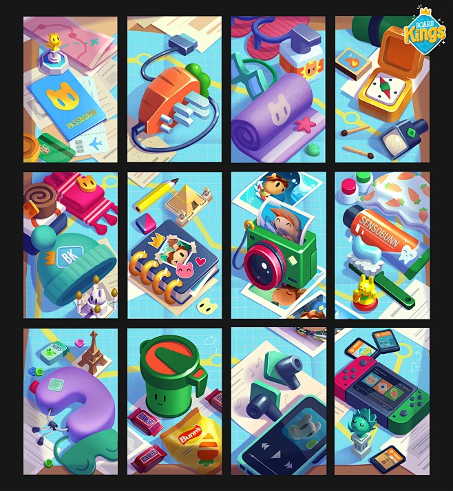 art Board Kings concept art icons ILLUSTRATION playtika props Travel-花瓣网