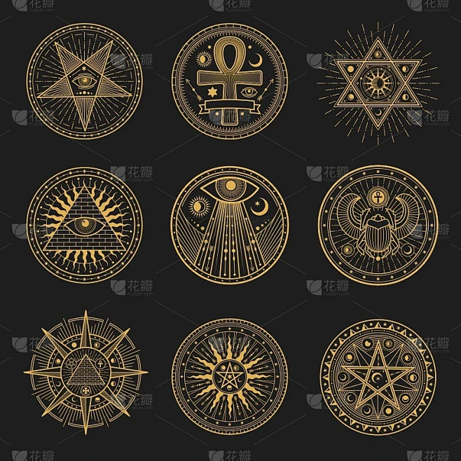 神秘符号，神秘学，炼金术占星符号素材-花瓣网