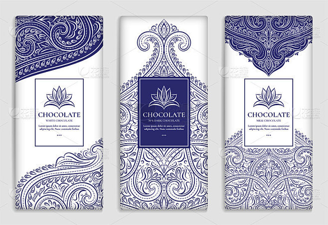 Luxury blue packaging design of chocolate bars. Vi