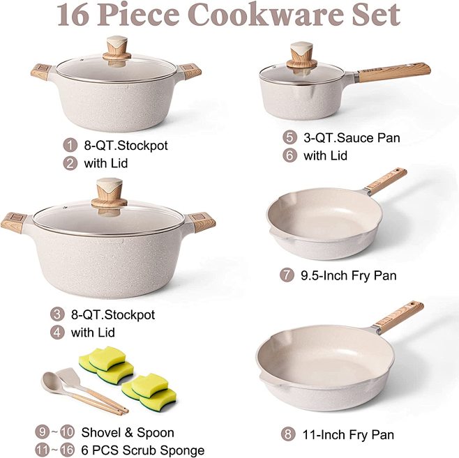 Amazon.com: Cookware Set - Large Nonstick Pots and Pans Set Cooking Pot ...