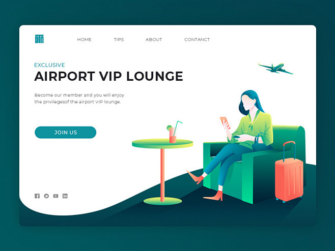 Airport VIP lounge ui design web ill