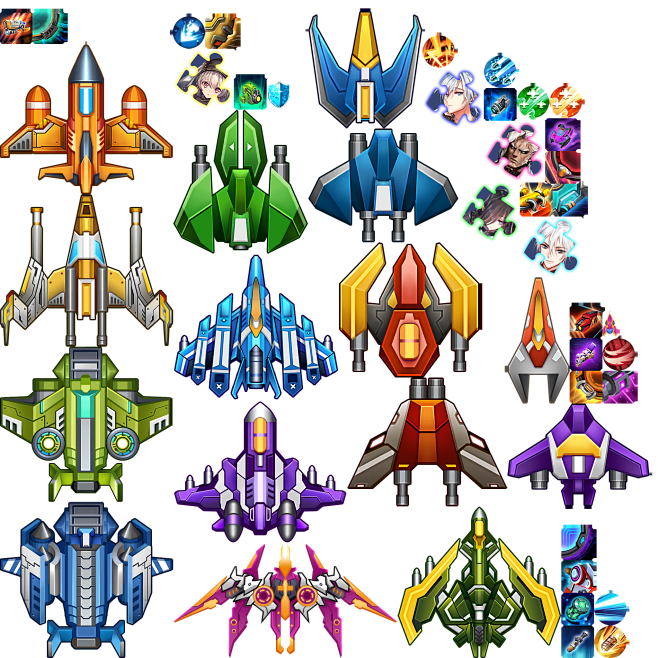 飞行射击—2D素材，UI，背景，战机，特效，子弹