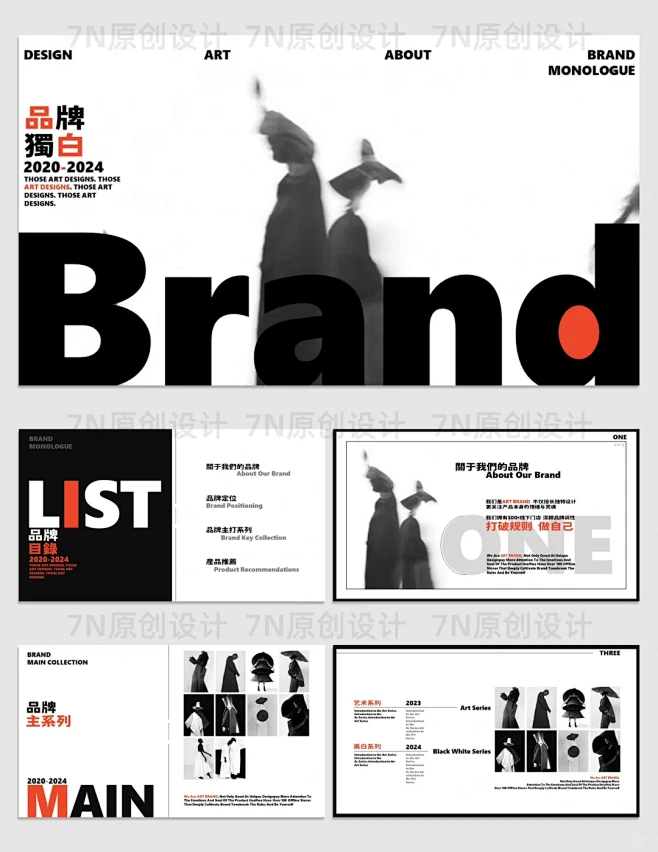 L143’橙红 | 黑色撞色杂志风品牌介绍PPT-花瓣网