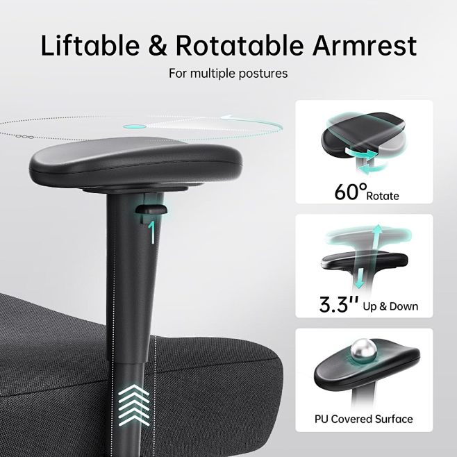 Amazon.com: Hbada Ergonomic Office Chair with 2D Adjustable Armrest ...