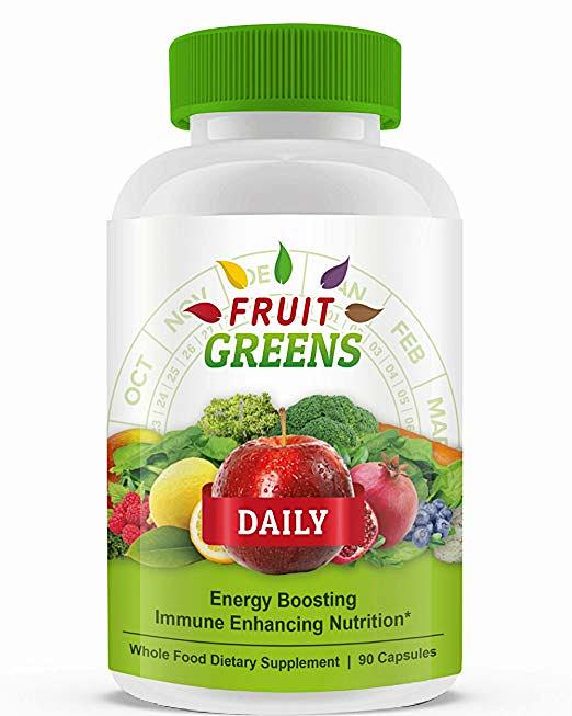 Fruit Greens Daily Organic Green Superfood Supplements (90 Count)-花瓣网