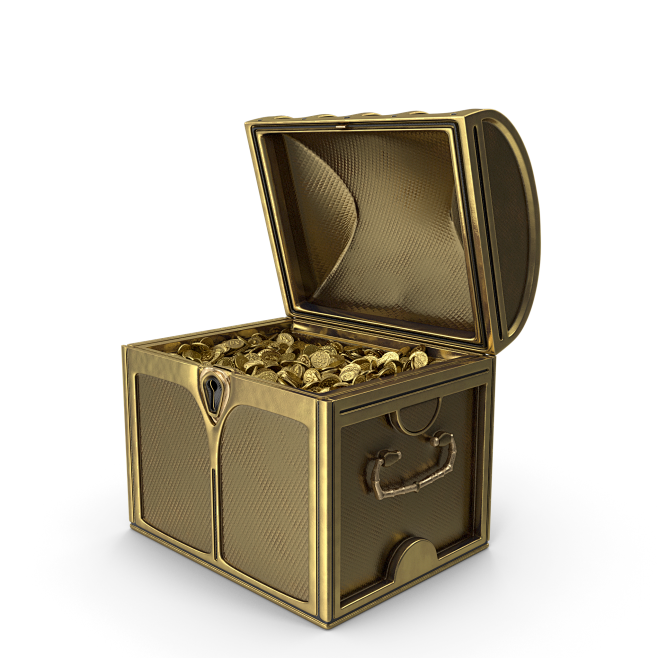 Small Golden Chest With Gold Coins.H03.2k