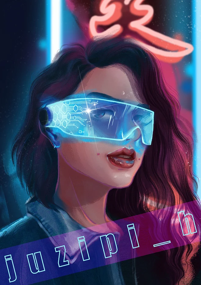 赛博朋克风百日绘9/100-花瓣网