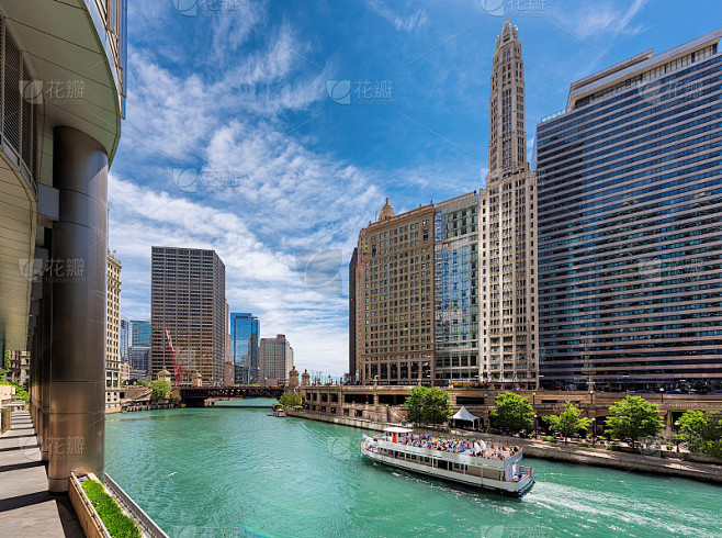 芝加哥城市景观和芝加哥河