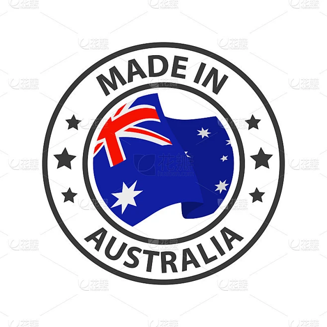 澳大利亚制造的标志。邮票贴纸。矢量图素材-花瓣网