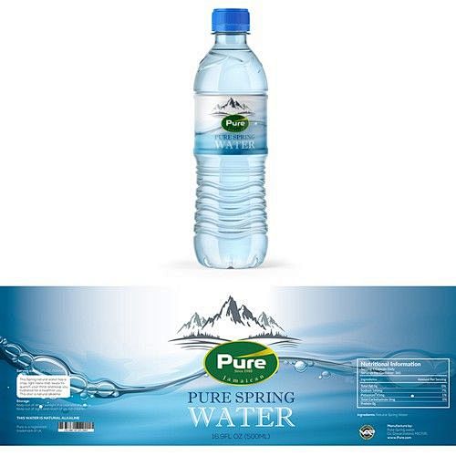 Pure spring water - modern water label design Product packaging