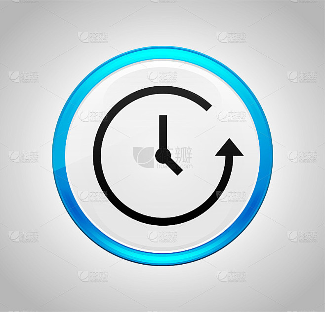 历史记录图标圆形蓝色按钮