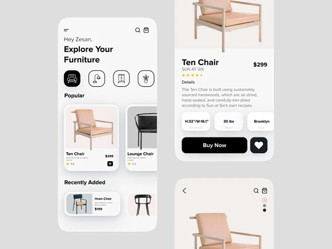 Furniture e-commerce App app app design chair ecommerce furniture ...
